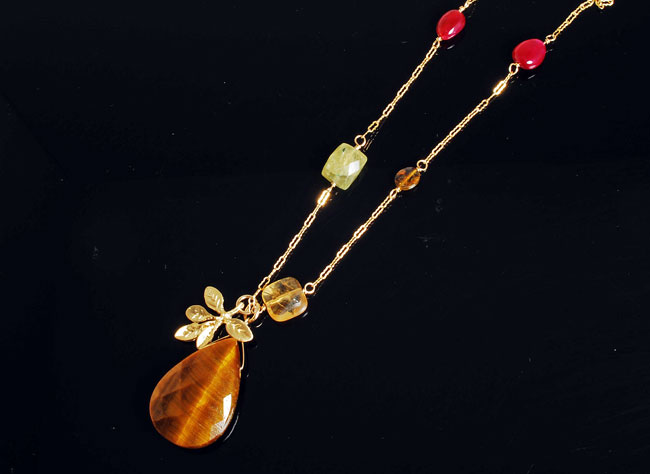 Tiger Eye & Ruby Necklace | Agate Design Jewelry